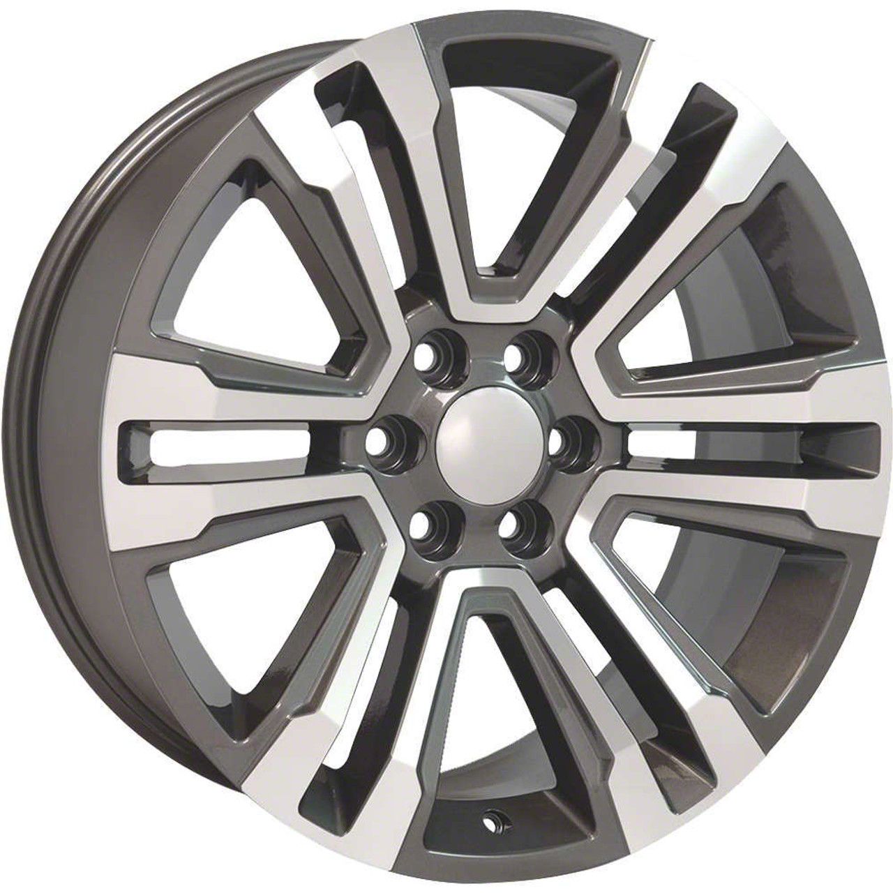 Silverado 1500 CV44 Gunmetal Machined 6-Lug Wheel; 20x9; 24mm Offset ...