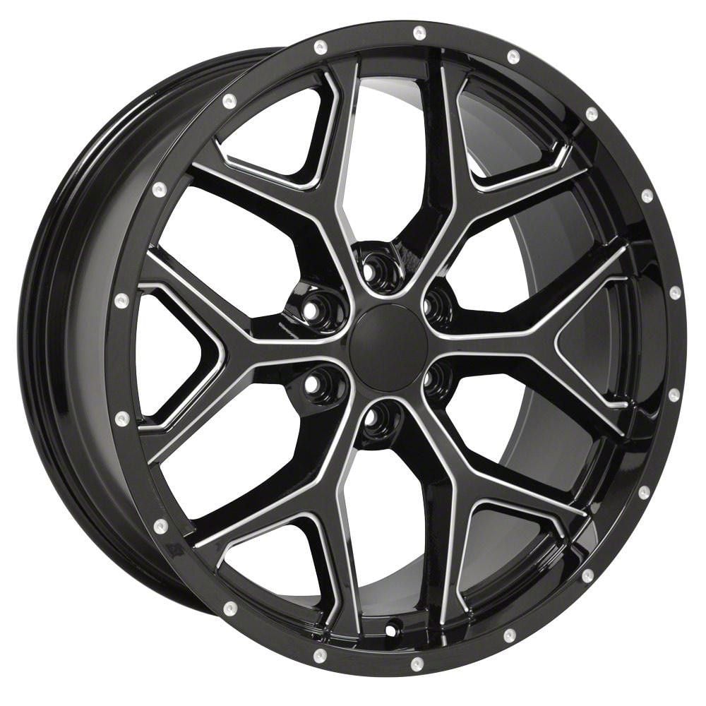 Silverado 1500 CV98 Black Milled 6-Lug Wheel; 22x9.5; 24mm Offset (14 ...