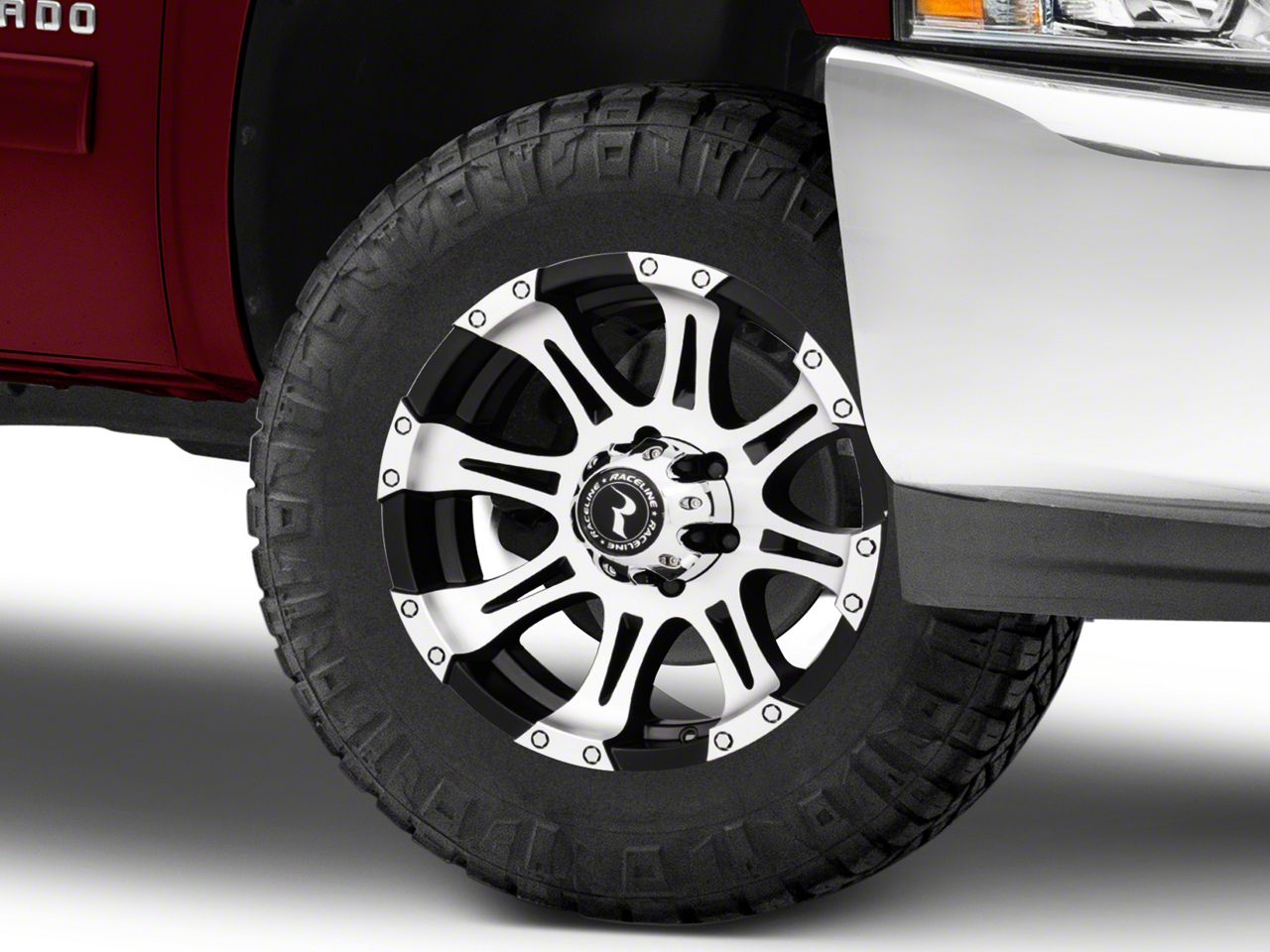 Raceline Silverado 1500 Raptor Black Machined 6-Lug Wheel; 18x9; 25mm ...