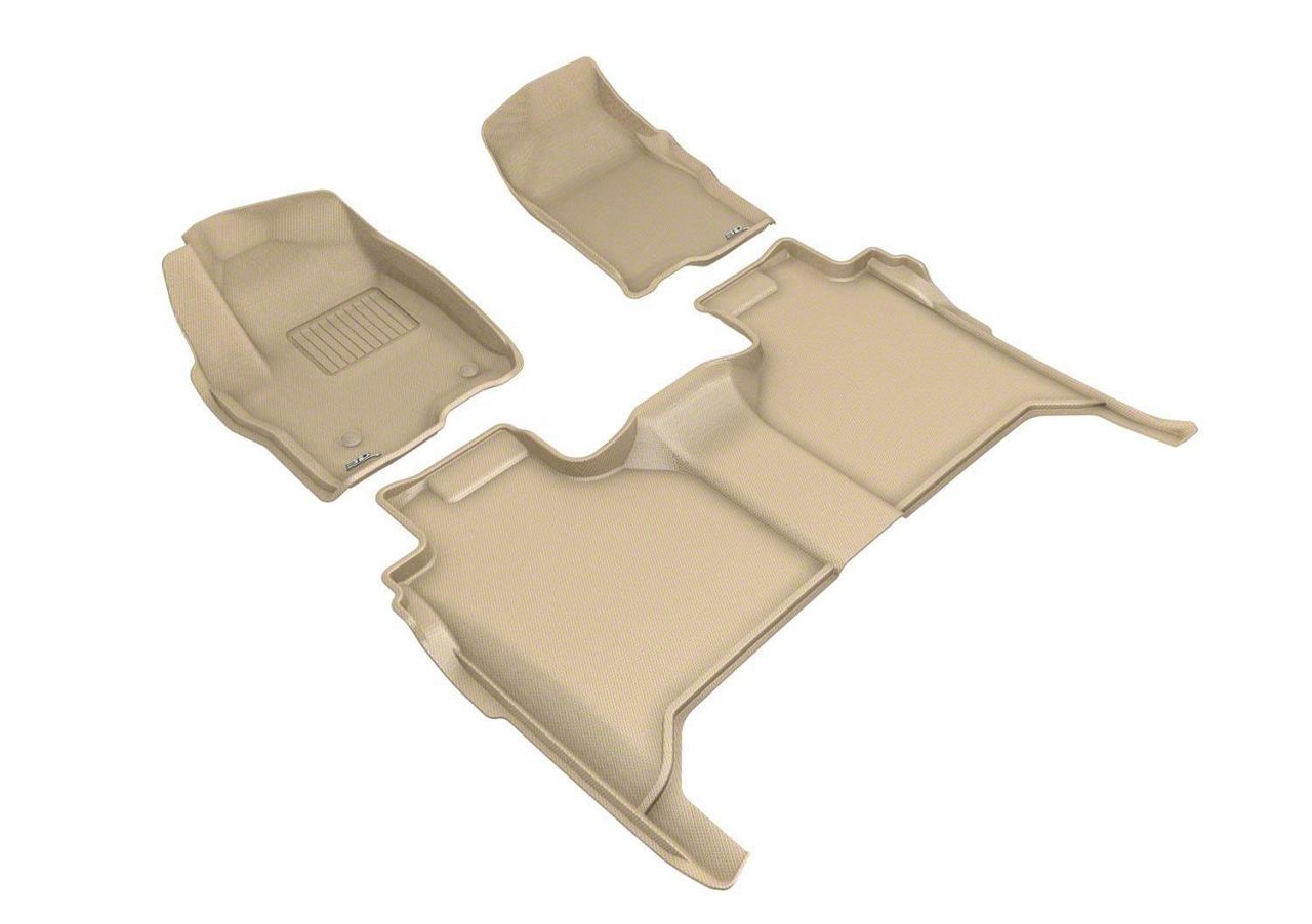 3D MAXpider Silverado 1500 KAGU Series All-Weather Custom Fit Front and Rear Floor Liners; Tan ...