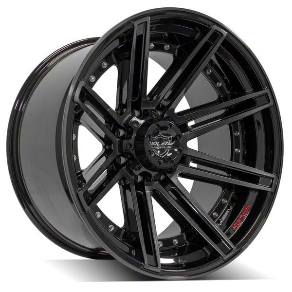 4Play RAM 2500 4P08 Gloss Black with Brushed Face 8-Lug Wheel; 22x12 ...