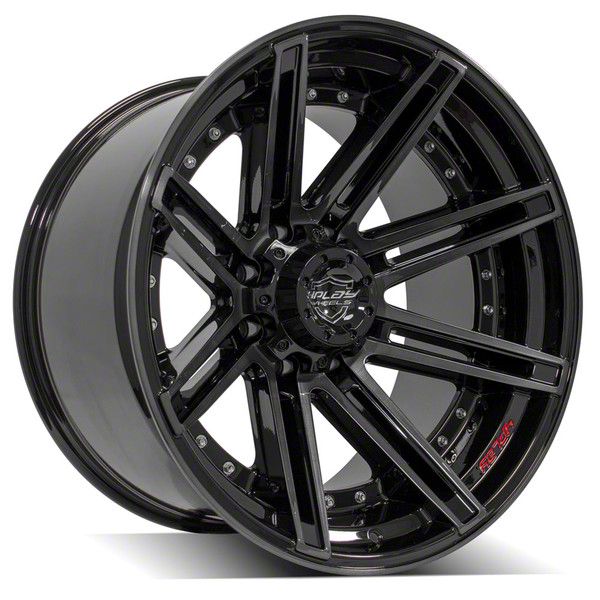 4Play RAM 3500 4P08 Gloss Black with Brushed Face 8-Lug Wheel; 22x12 ...