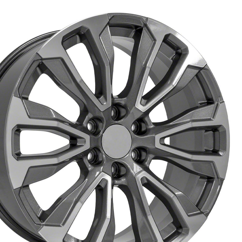 Silverado 1500 CV30 Gunmetal Machined 6-Lug Wheel; 22x9; 28mm Offset ...