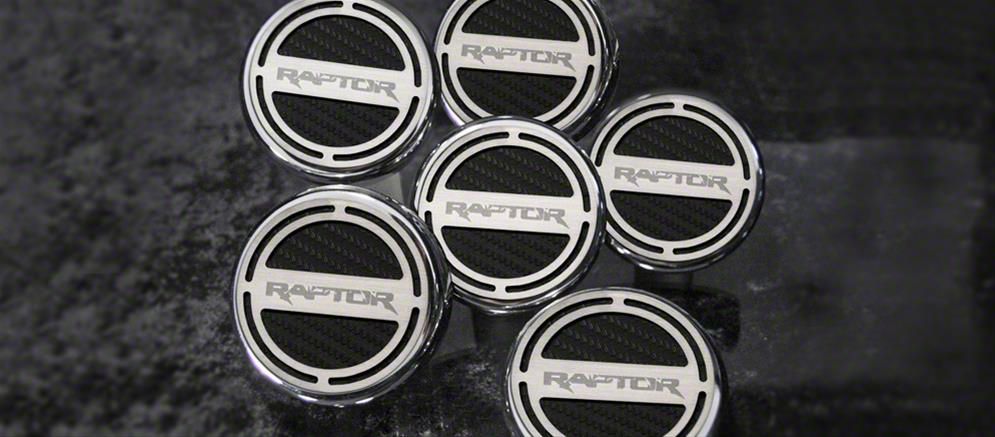 F-150 Engine Cap Covers with Raptor Logo; Solid Ford Blue Inlay (10-14 ...