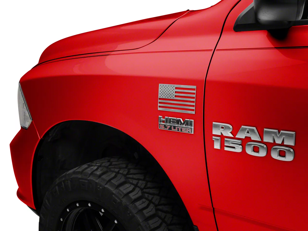 RAM 1500 Stainless Steel American Flag Emblem; Brushed (Universal; Some ...