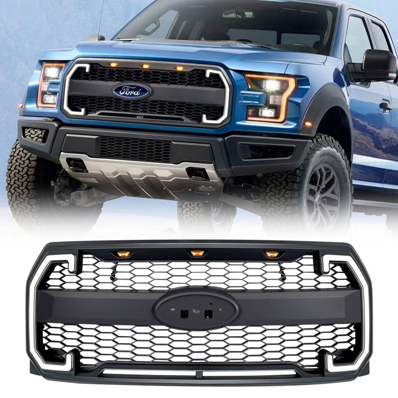 American Modified F-150 Raptor Style Mesh Upper Replacement Grille with ...