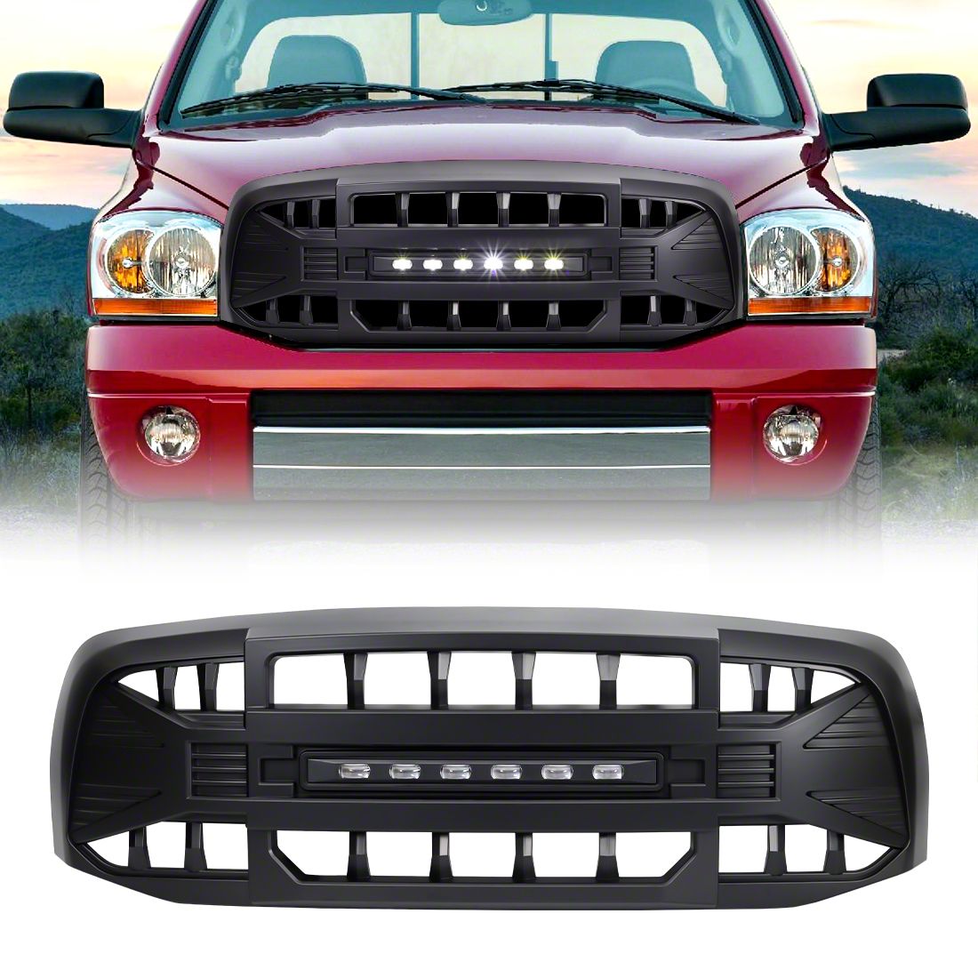 American Modified RAM 1500 Armor Upper Replacement Grille with LED Off ...