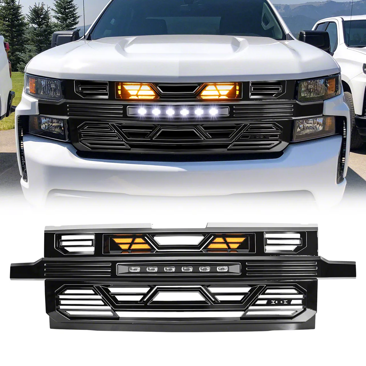 American Modified Silverado 1500 Armor Upper Replacement Grille with ...