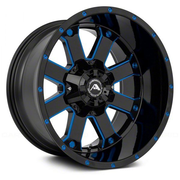 American Off-Road Wheels RAM 1500 A108 Gloss Black Milled with Blue ...