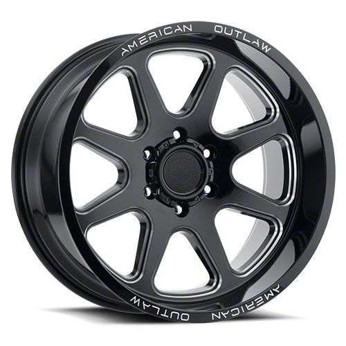 American Outlaw Wheels Yukon Derringer Gloss Black Milled 6-Lug Wheel ...