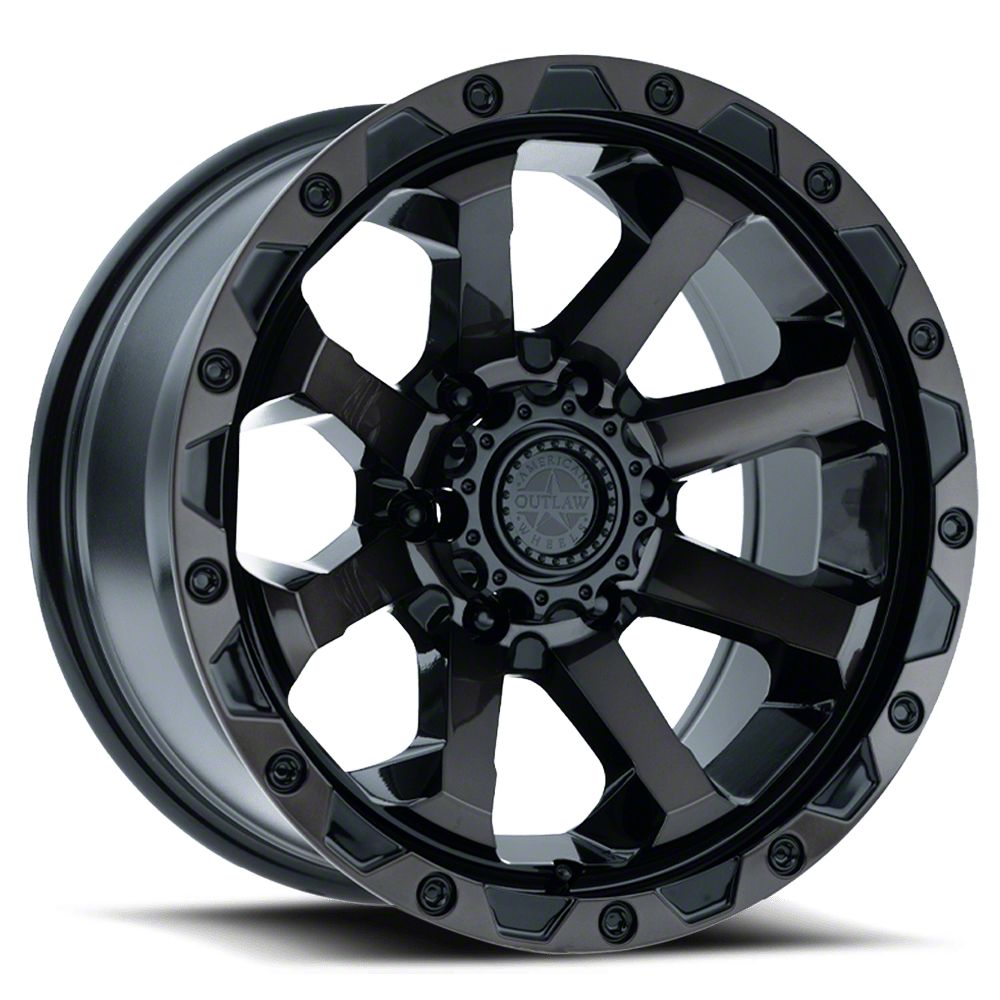 American Outlaw Wheels Ranger Capone Gloss Black with Dark Tint 6-Lug ...