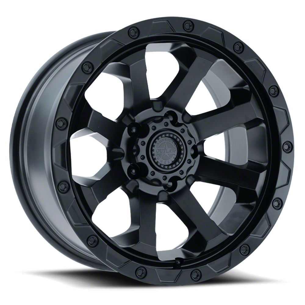 American Outlaw Wheels Ranger Capone Satin Black 6-Lug Wheel; 20x9 ...