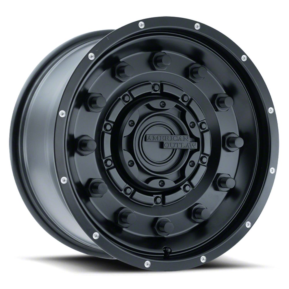 American Outlaw Wheels Ranger Dusty Road Satin Black 6-Lug Wheel; 17x8 ...