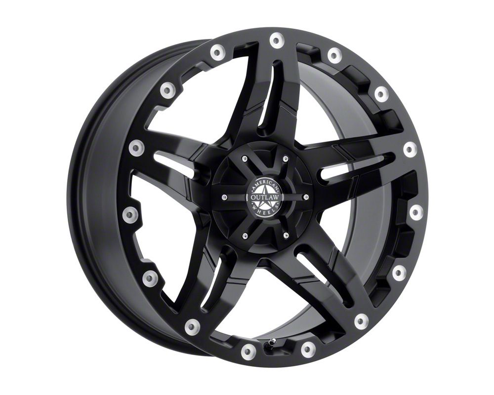 American Outlaw Wheels Ranger Revolver Satin Black 6-Lug Wheel; 20x9 ...