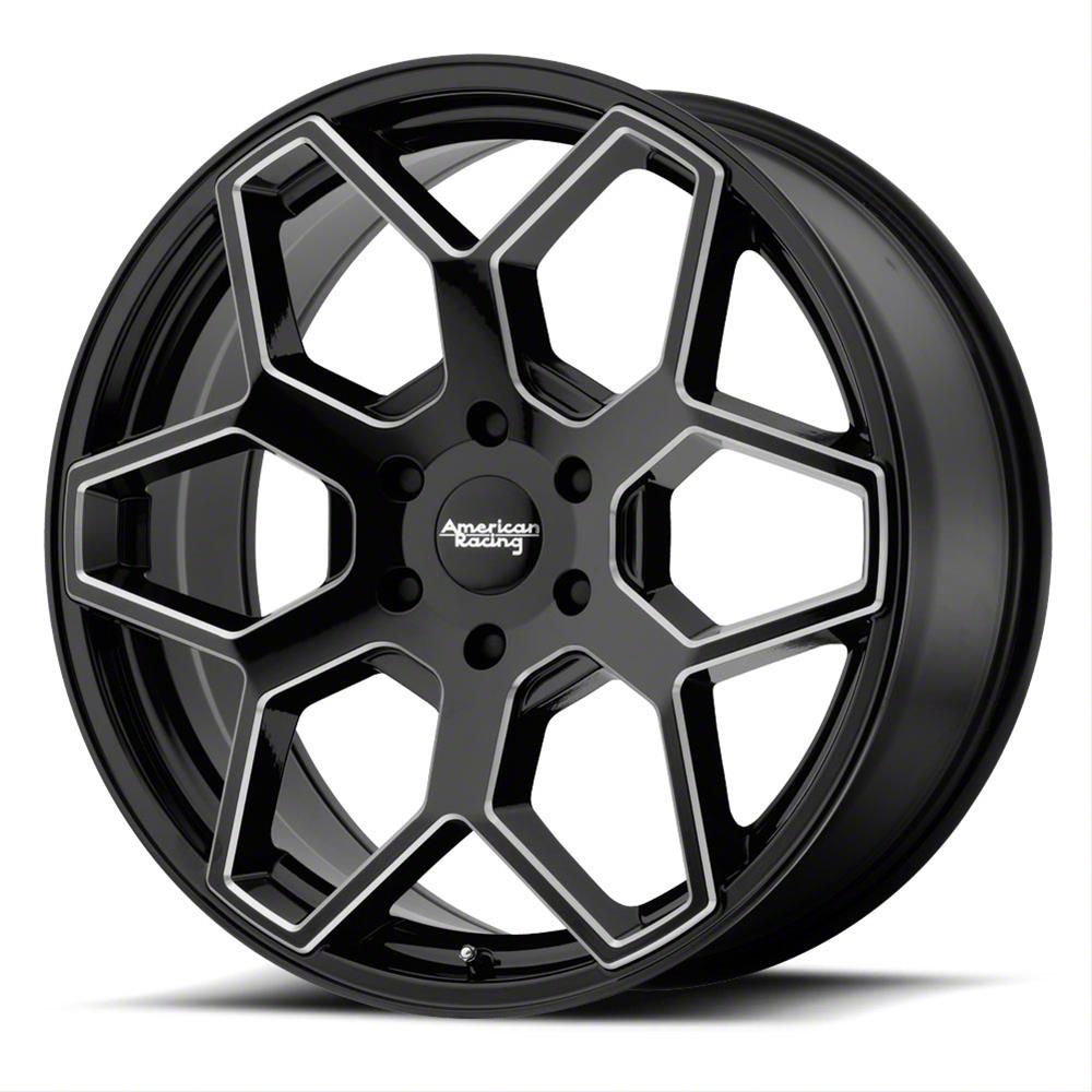American Racing Yukon AR916 Gloss Black Milled 6-Lug Wheel; 22x9; 15mm ...