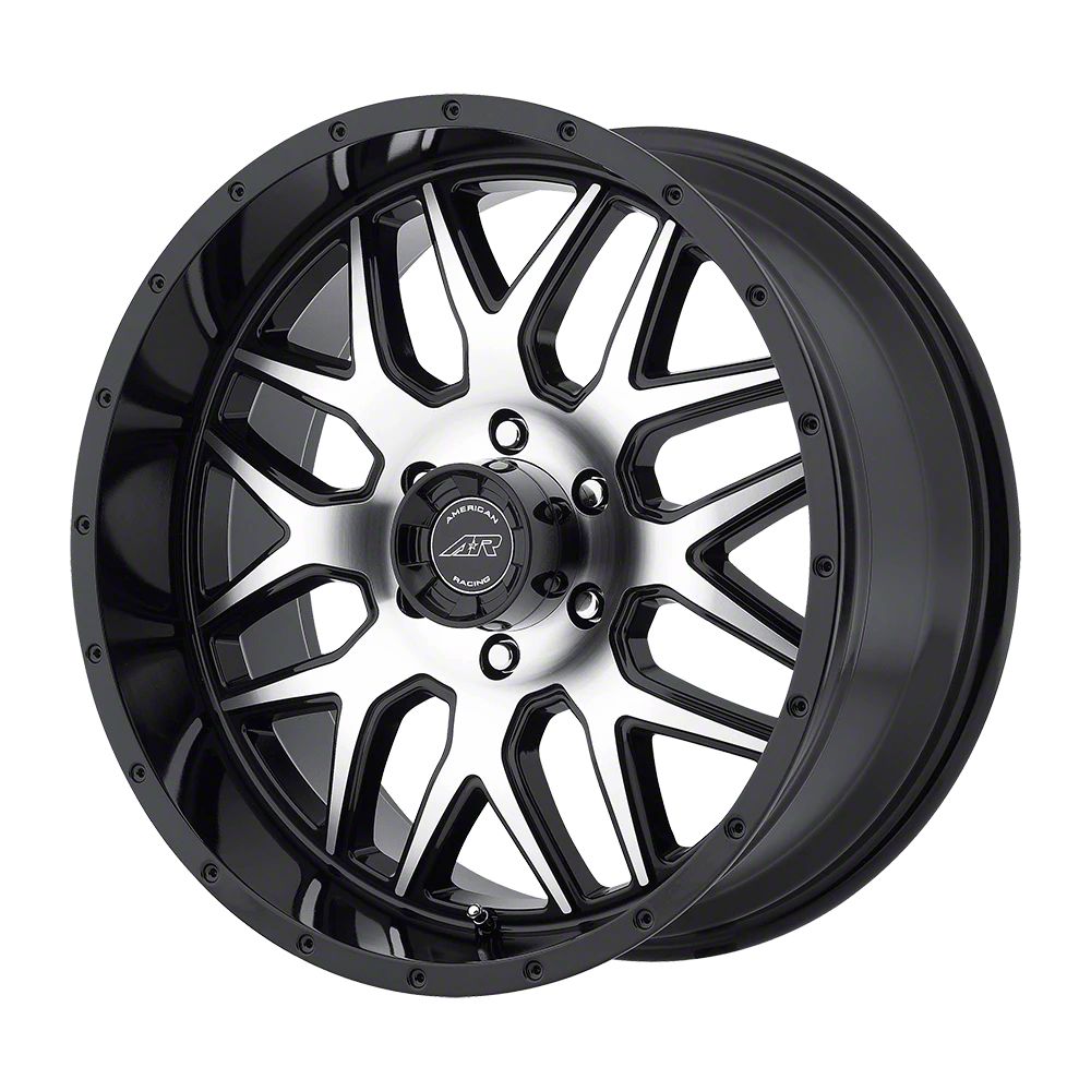American Racing Canyon AR910 Gloss Black Machined 6-Lug Wheel; 20x9 ...