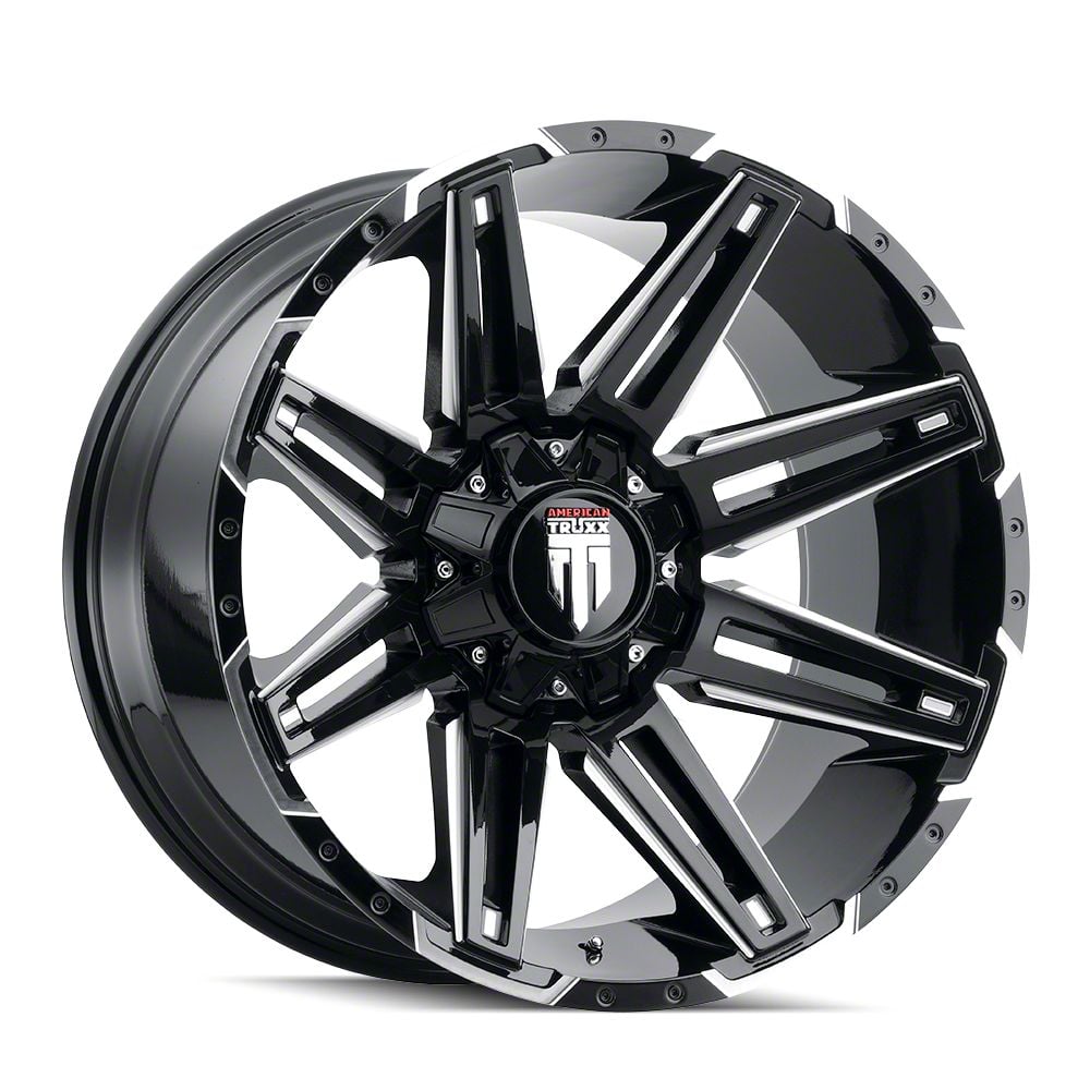 American Truxx Silverado 3500 Boom Gloss Black Milled 8-Lug Wheel; 20x9 ...