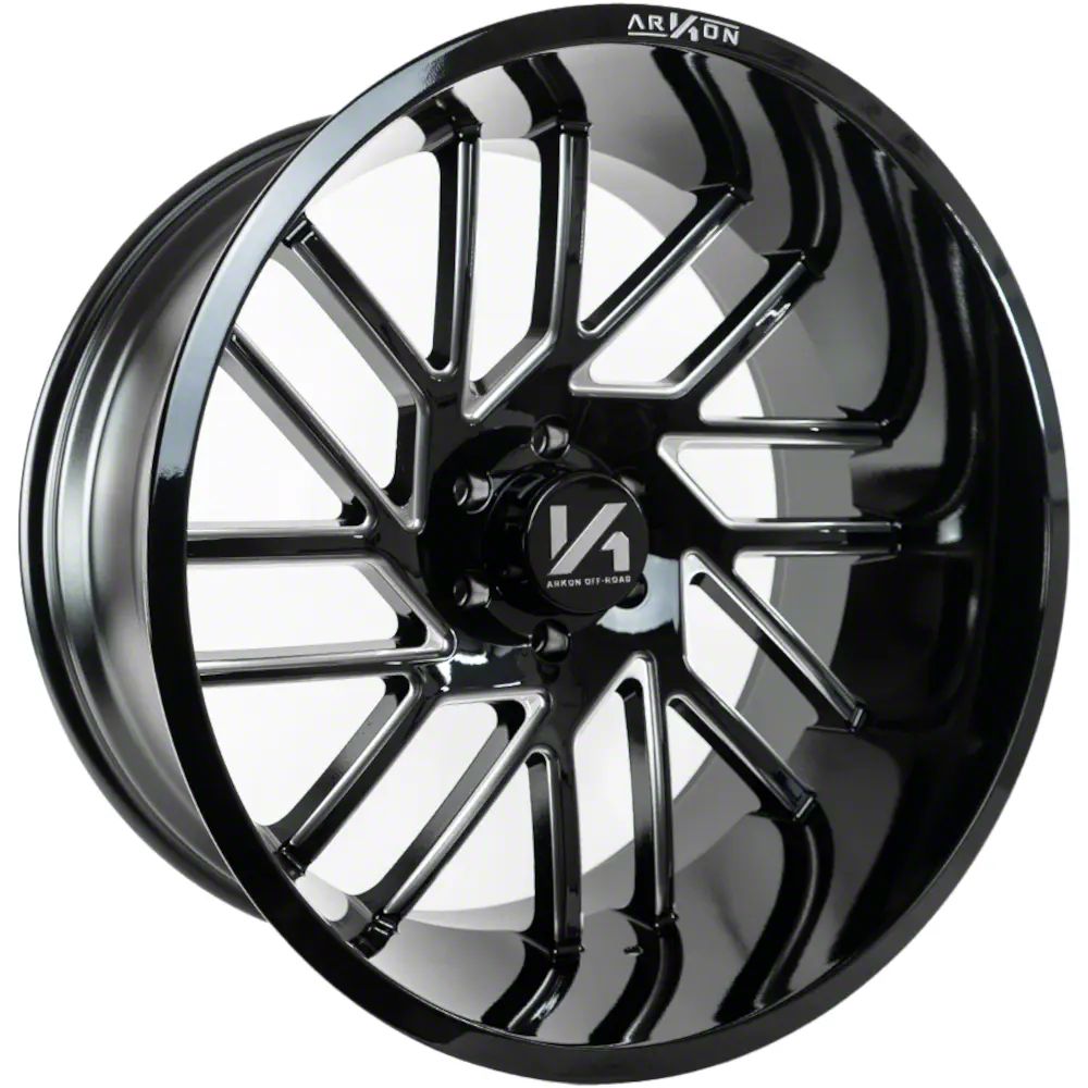 Arkon Off-Road Yukon Mandela Gloss Black Milled 6-Lug 4-Wheel Kit ...
