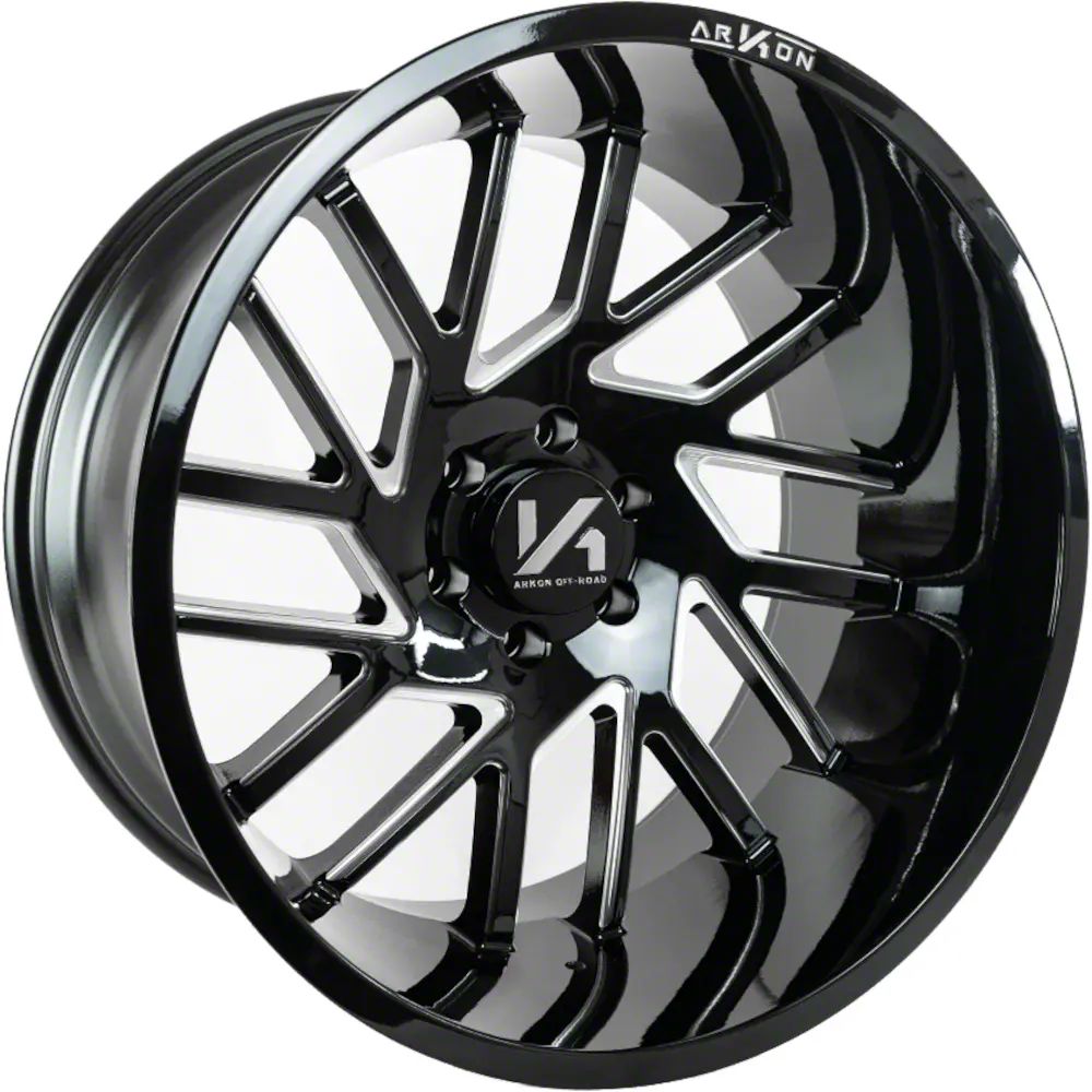 Arkon Off-Road Ranger Mandela Gloss Black Milled 6-Lug 4-Wheel Kit ...