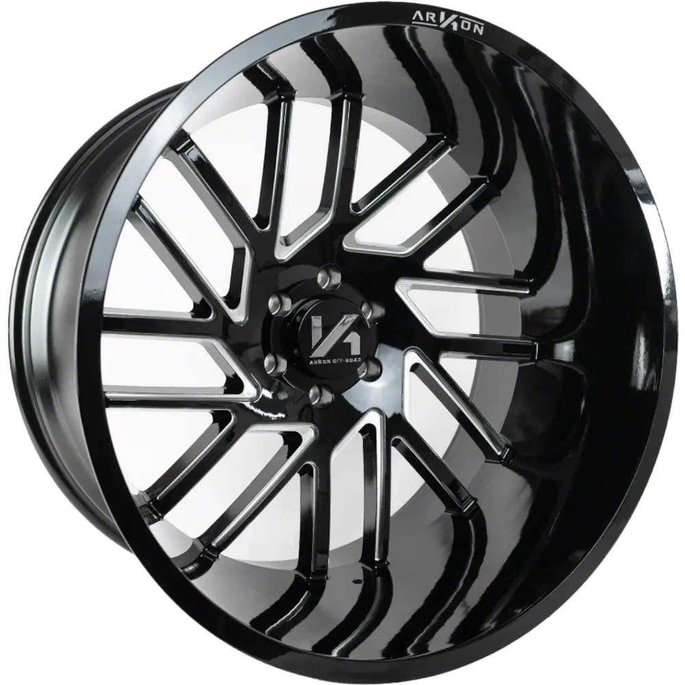 Arkon Off-Road Sierra 2500 Mandela Gloss Black Milled 8-Lug 4-Wheel Kit ...