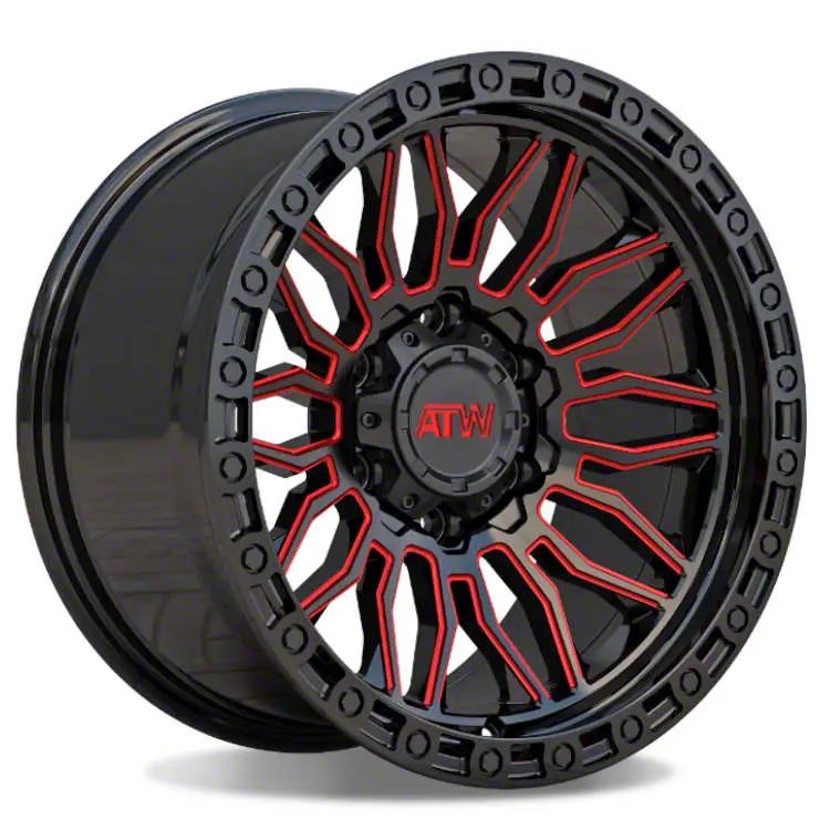 ATW Off-Road Wheels Sierra 1500 Nile Gloss Black with Red Milled Spokes ...