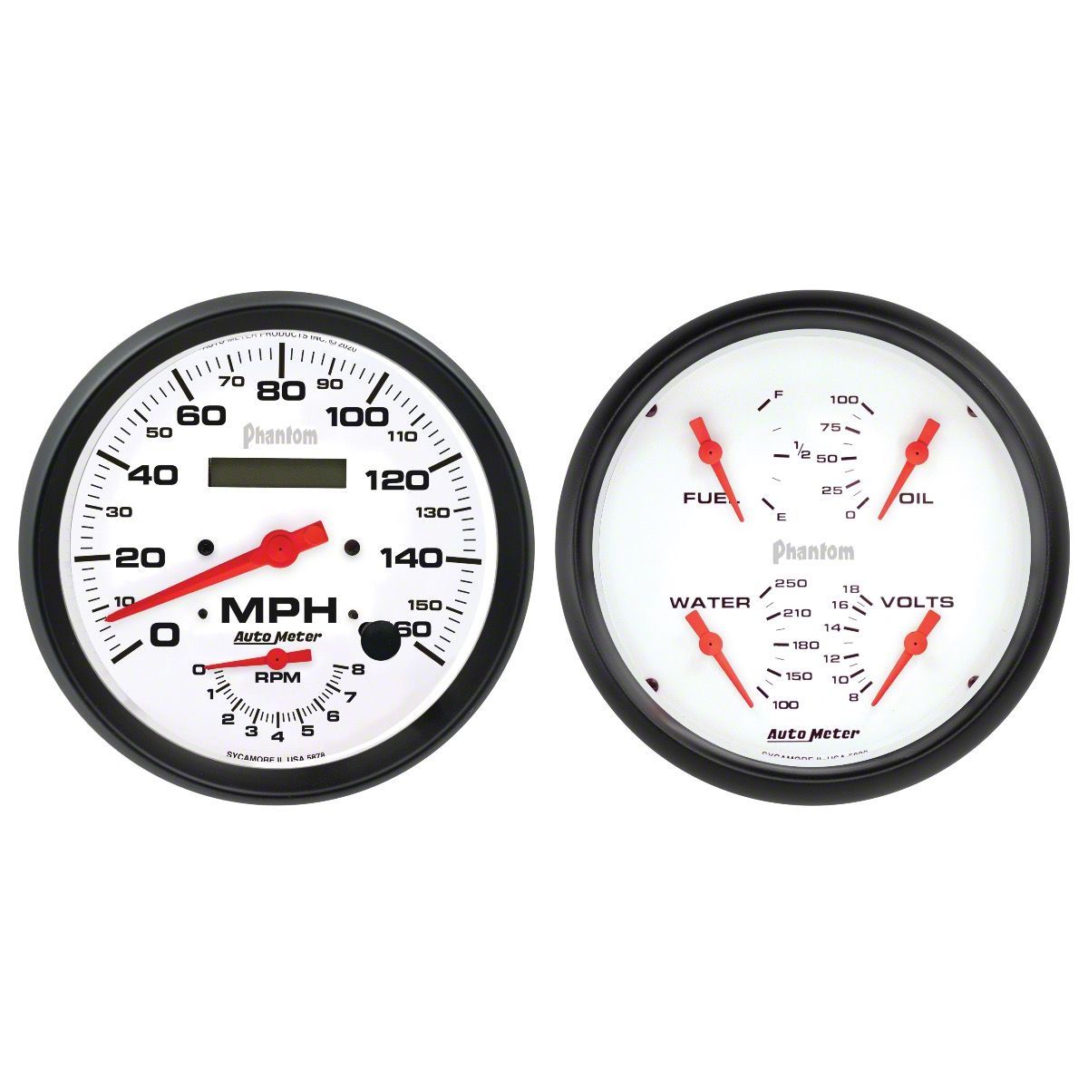 Auto Meter RAM 1500 Phantom Series 5-Inch Quad and Tachometer/Speedometer Gauge Kit 5805 ...