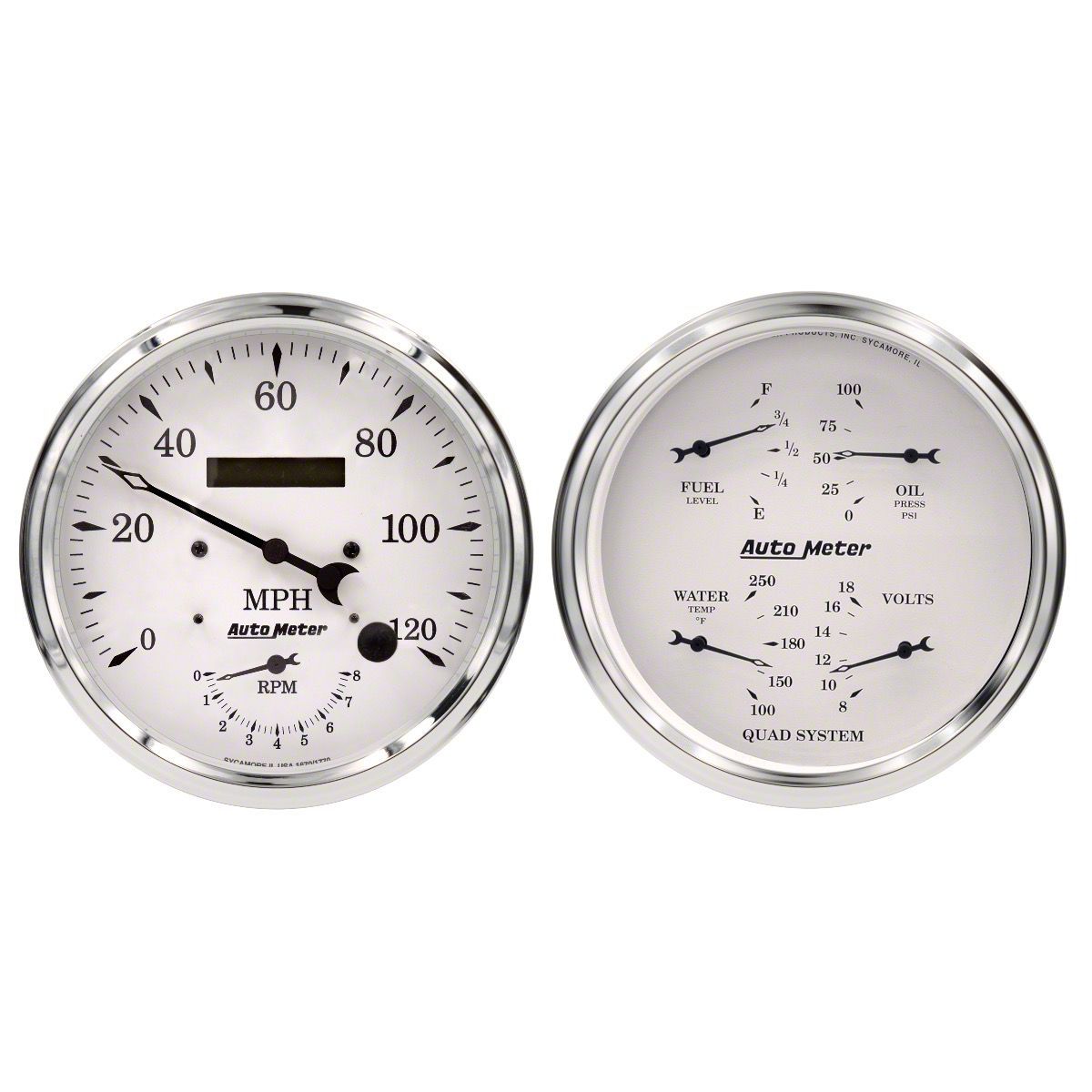 Auto Meter RAM 3500 Old Tyme White Series 5-Inch Quad and Tachometer ...