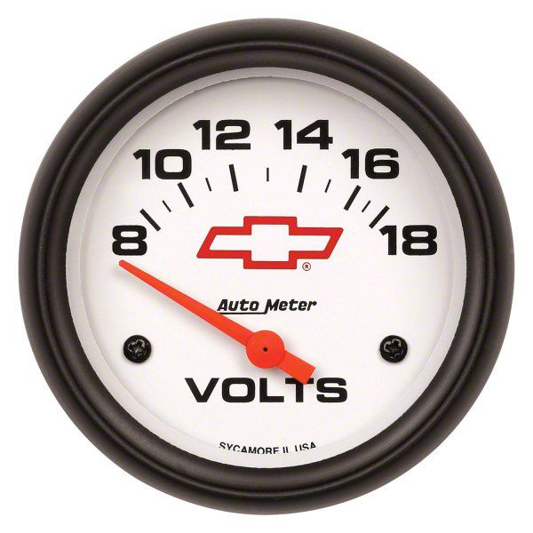 Auto Meter Silverado 1500 Voltmeter Gauge with Chevy Red Bowtie Logo ...
