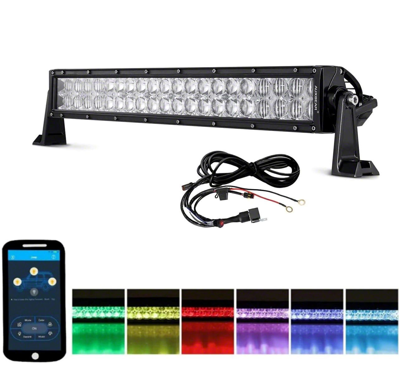 Auxbeam F-250 Super Duty 22-Inch V-Series RGB Curved LED Light Bar ...