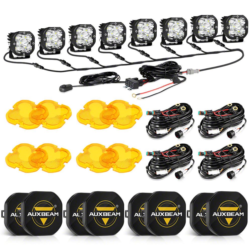 Auxbeam RAM 2500 XP-ULTRA Series 3-Inch LED Pod Lights with 8-Pod ...