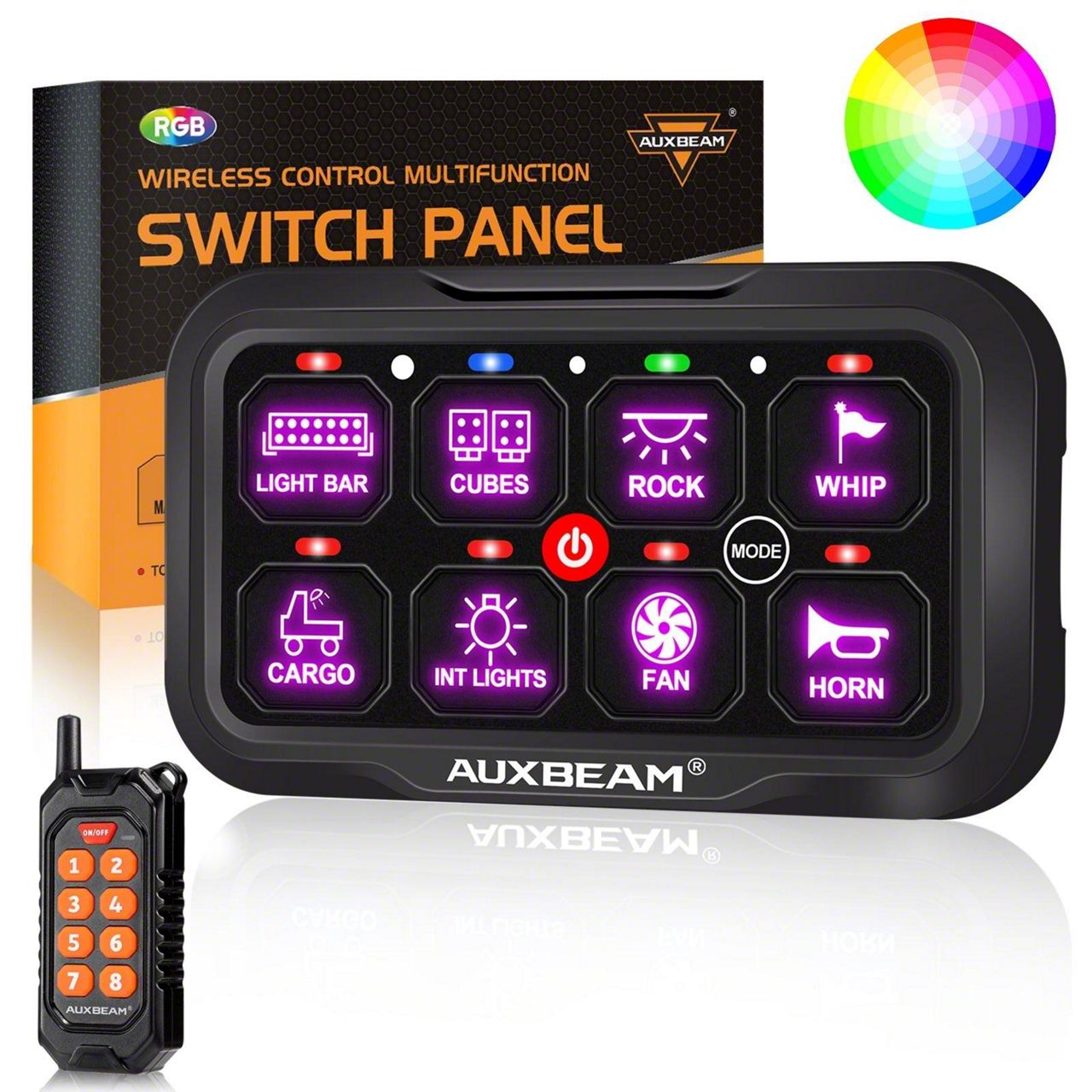 Auxbeam Ranger RC-800 Series RGB 8-Gang Multifunction Switch Panel with ...