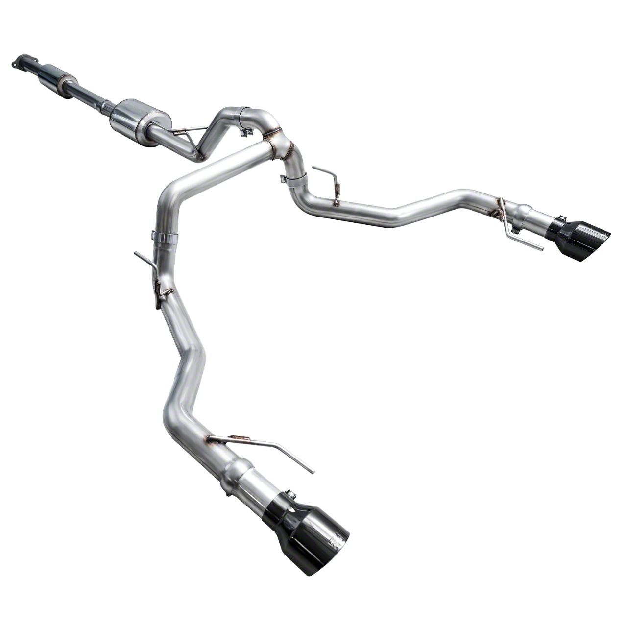 AWE F-150 0FG Non-Resonated Dual Exhaust System with Diamond Black Tips ...