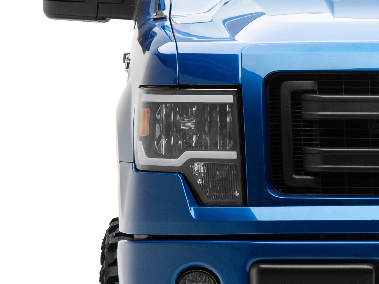 Raxiom F-150 Axial Series Headlights with Sequential LED Bar; Black ...