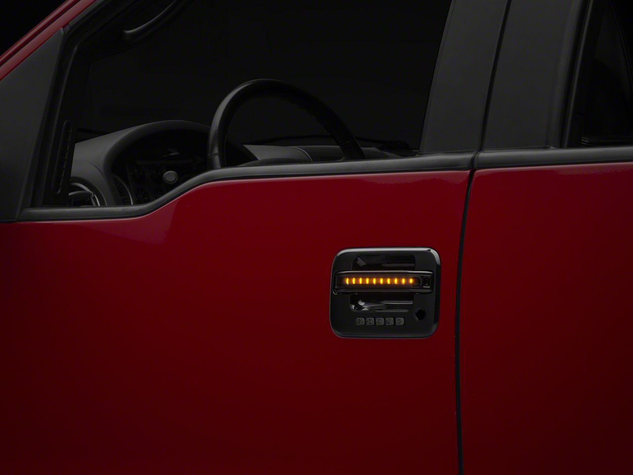 F-150 Front Black LED Door Handles; Amber LED; Smoked Lens (04-08 F-150)