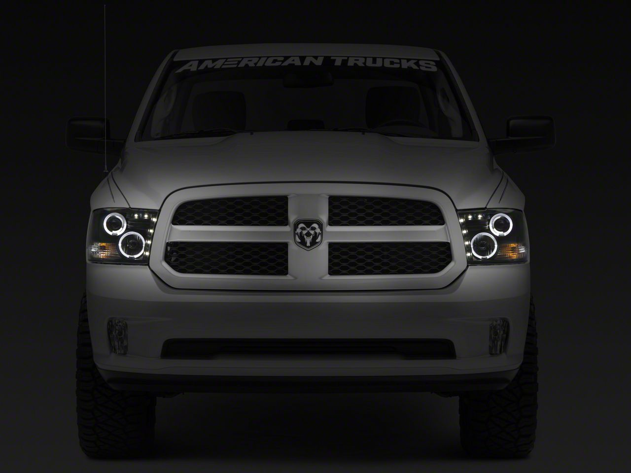 LED Halo Projector Headlights Black Housing Clear Lens 09 18 RAM 1500 w Factory Halogen Non Projector Headlights