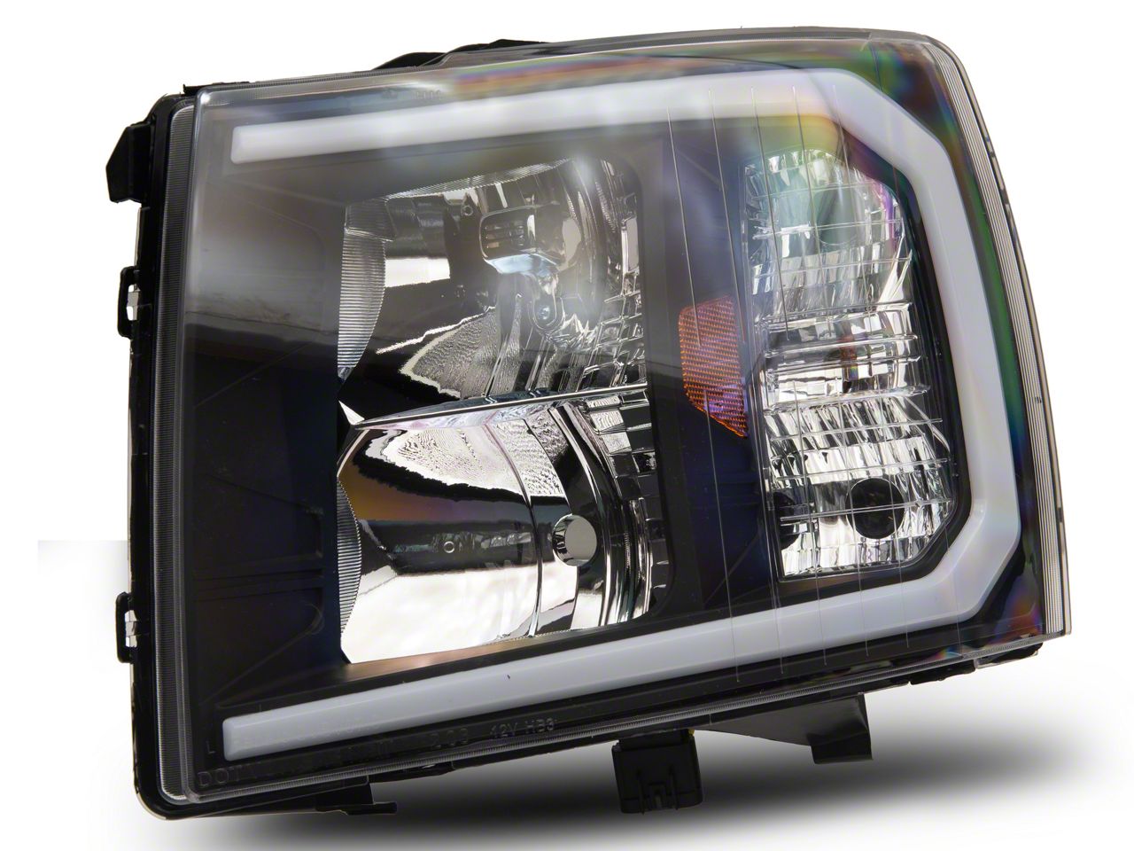 Raxiom Silverado 1500 Axial Series Headlights with LED Bar; Black ...
