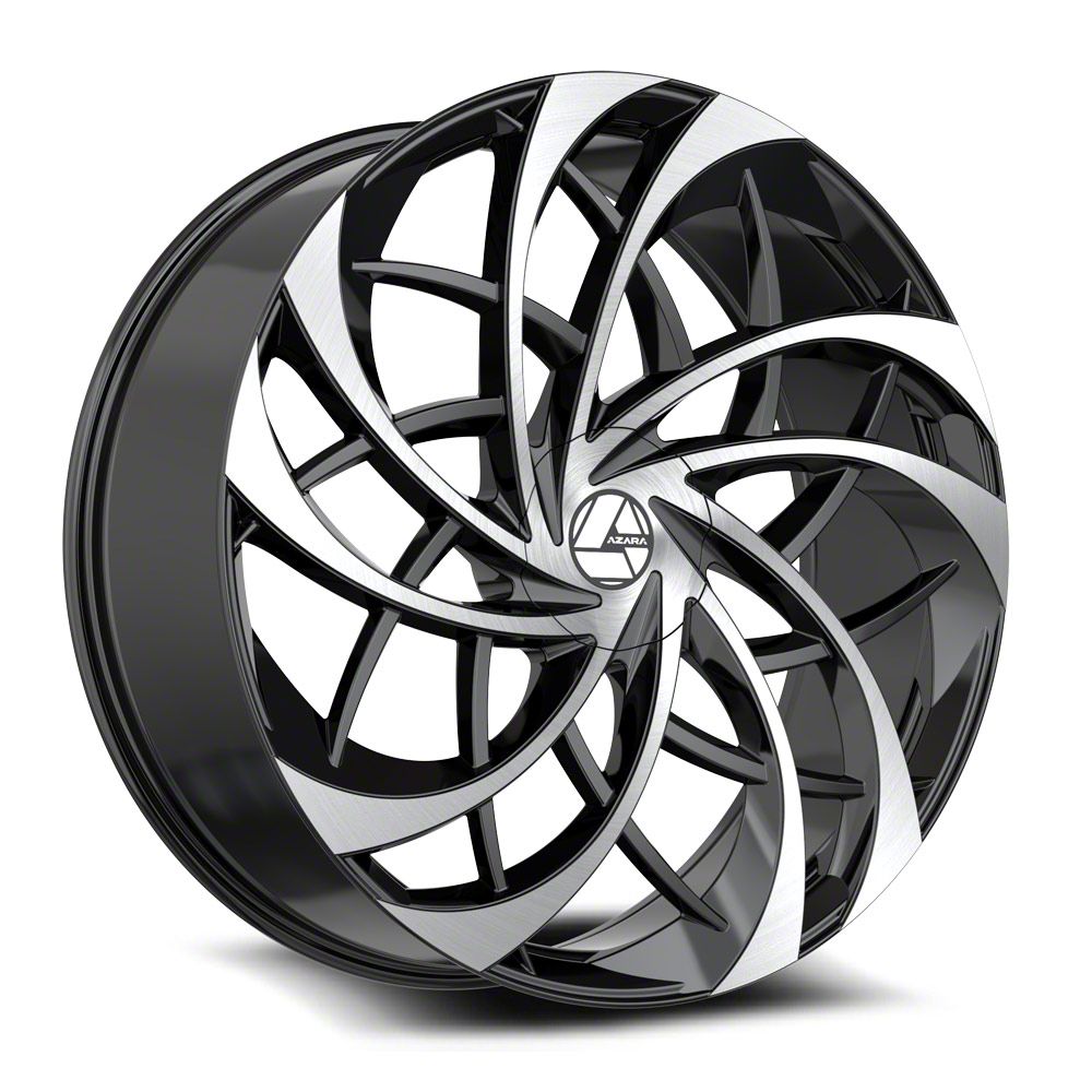 Azara Sierra 1500 AZA-540 Gloss Black and Machined 6-Lug Wheel; 28x9.5 ...