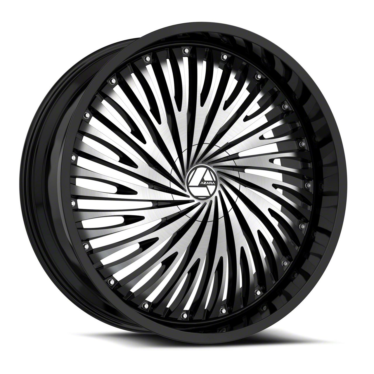 Azara Tahoe AZA-526 Gloss Black and Machined 6-Lug Wheel; 28x9.5; 22mm ...