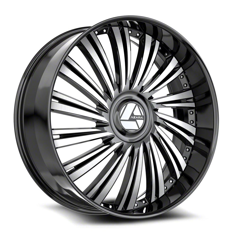 Azara Tahoe AZX-102 Gloss Black and Machined 6-Lug Wheel; 28x9.5; 22mm ...