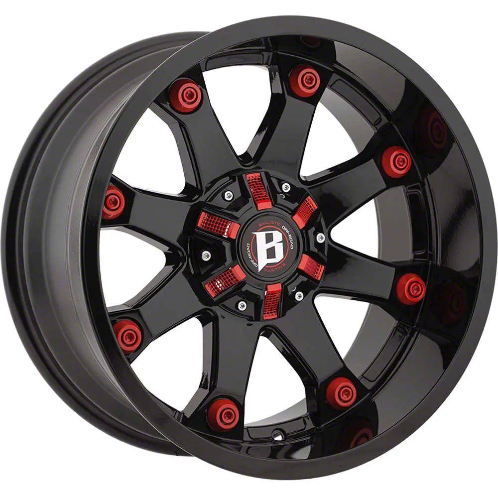 Ballistic RAM 1500 Beast Gloss Black with Red Accents 5-Lug Wheel ...