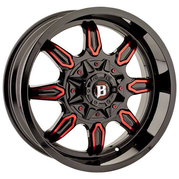 Ballistic Silverado 1500 Rampage Gloss Black with Red Machined Windows ...