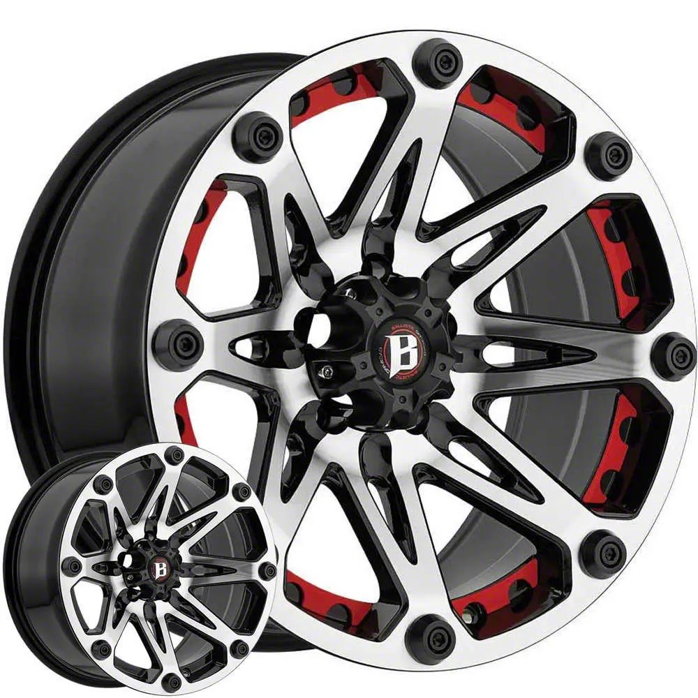 Ballistic Silverado 1500 Jester Flat Black Machined 6-Lug Wheel; 17x9 ...