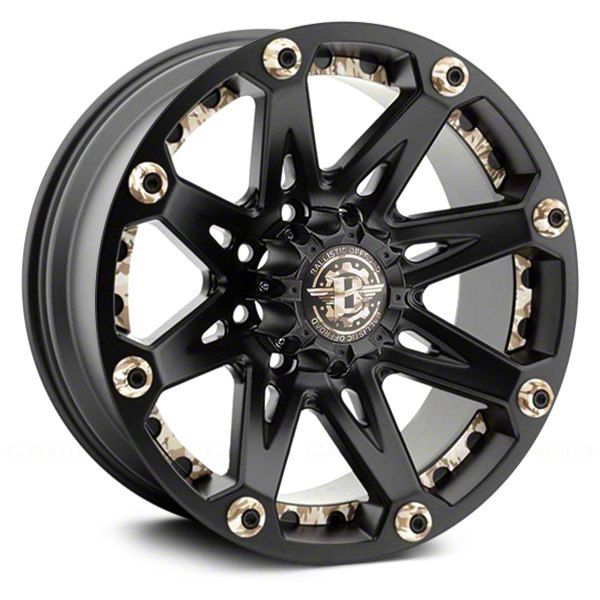 Ballistic Dakota Jester Flat Black with Camouflage Accents 5-Lug Wheel ...