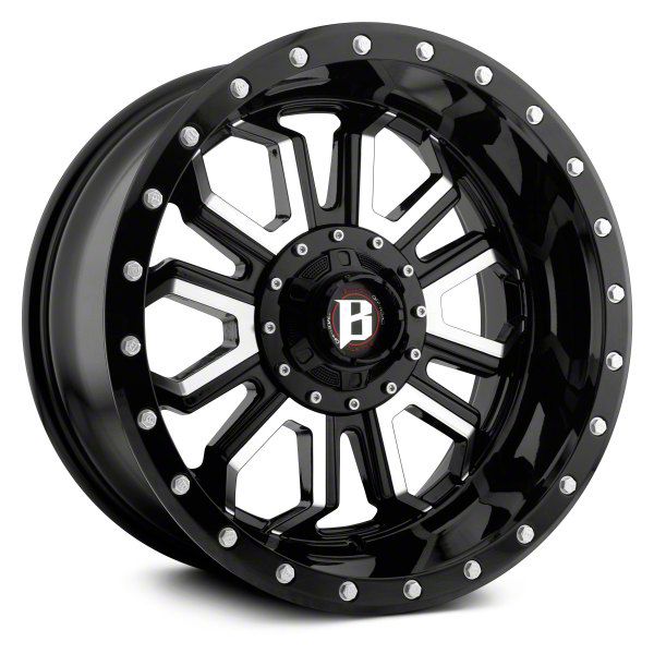 Ballistic Dakota Saber Gloss Black Machined 5-Lug Wheel; 20x10; -24mm ...