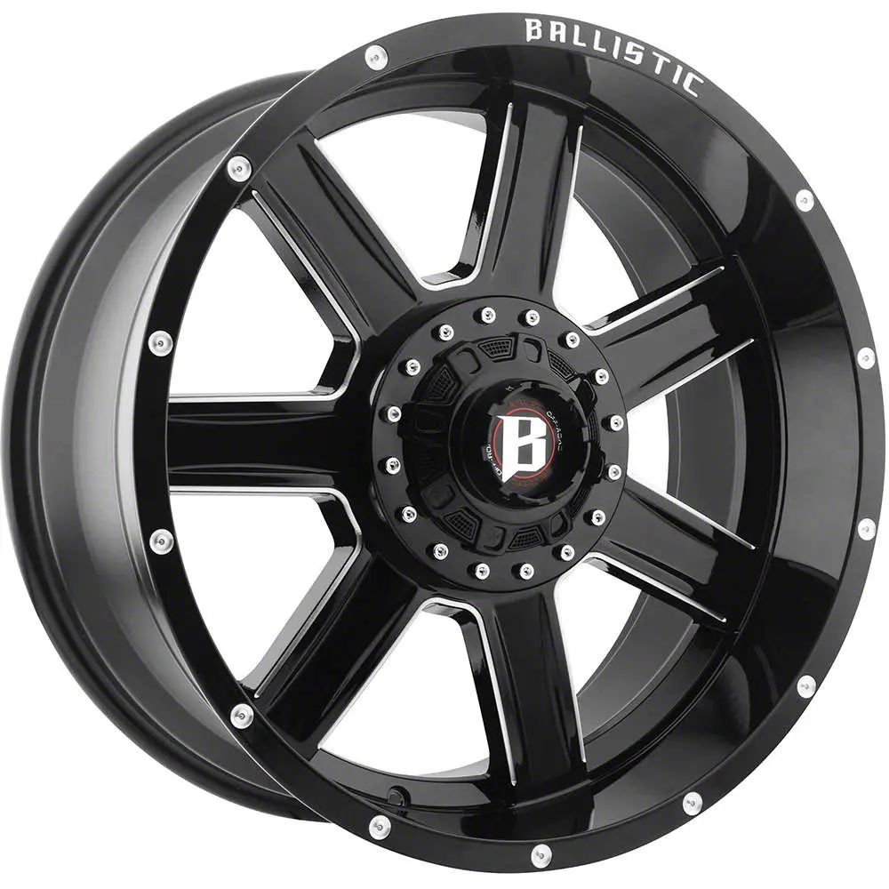 Ballistic RAM 1500 Yukon Gloss Black Milled 5-Lug Wheel; 20x9; -12mm ...