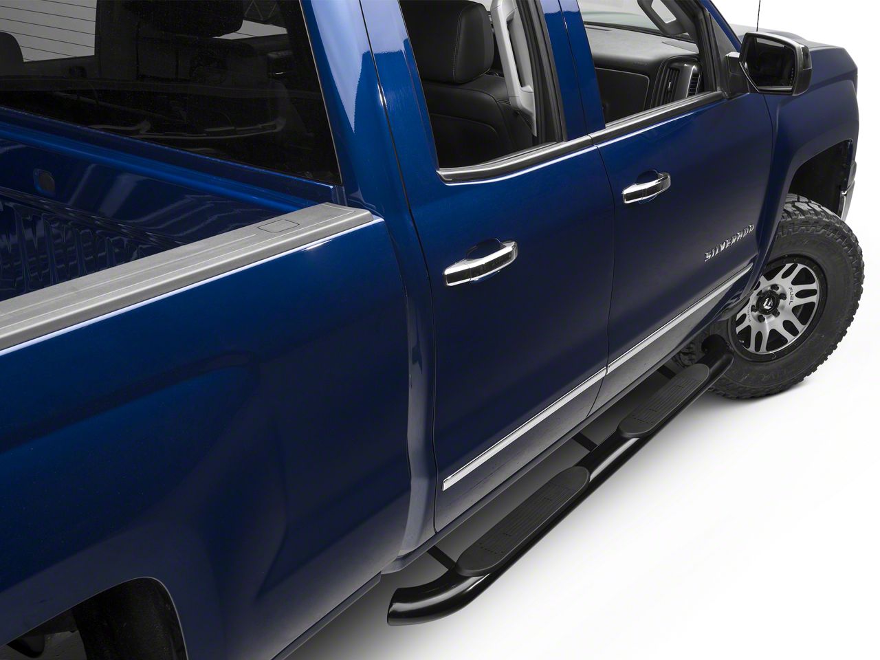 Barricade Silverado 1500 4-Inch Oval Bent End Side Step Bars; Rocker ...