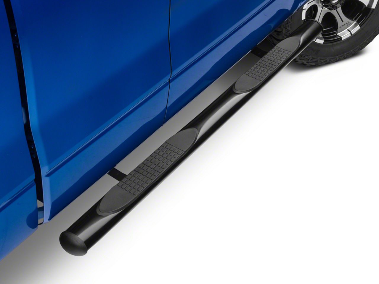 Barricade F-150 4-Inch Oval Straight End Side Step Bars; Gloss Black ...