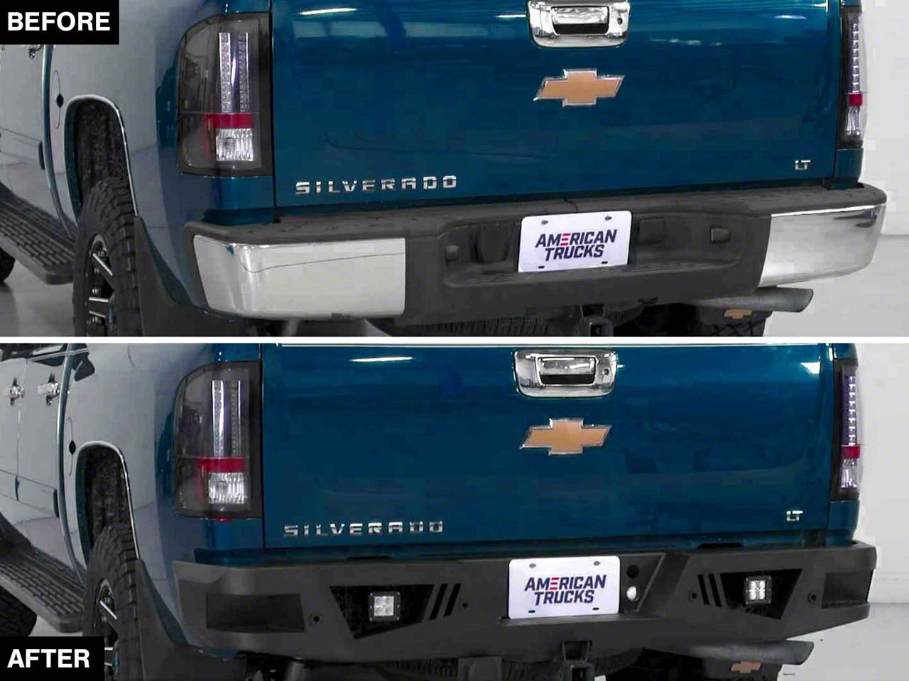 Barricade Silverado 1500 Extreme HD Rear Bumper with LED Flood Lights ...