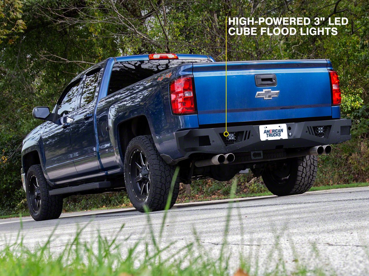 Barricade Silverado 1500 Extreme HD Rear Bumper with LED Flood Lights ...