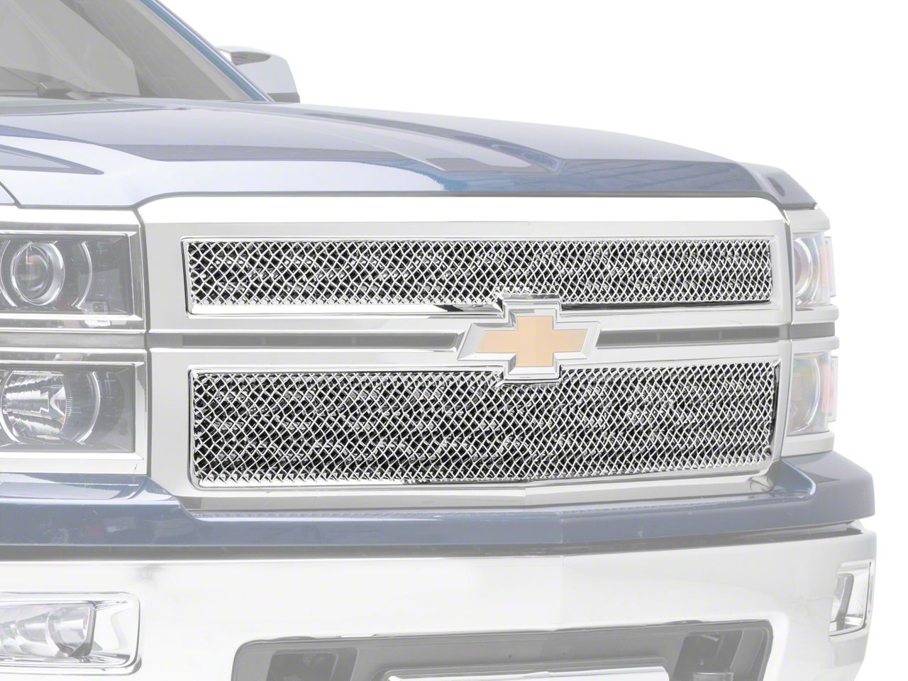 Silverado 1500 Mesh Upper Overlay Grille; Chrome (14-15 Silverado 1500 ...
